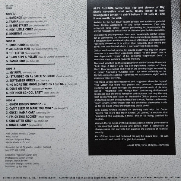 Buy Alex Chilton : Live In London: Encore Edition (2xLP) Online for a ...